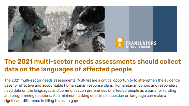 The importance of language data in humanitarian communication
