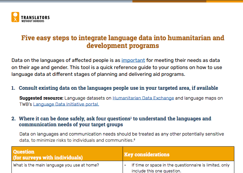The importance of language data in humanitarian communication